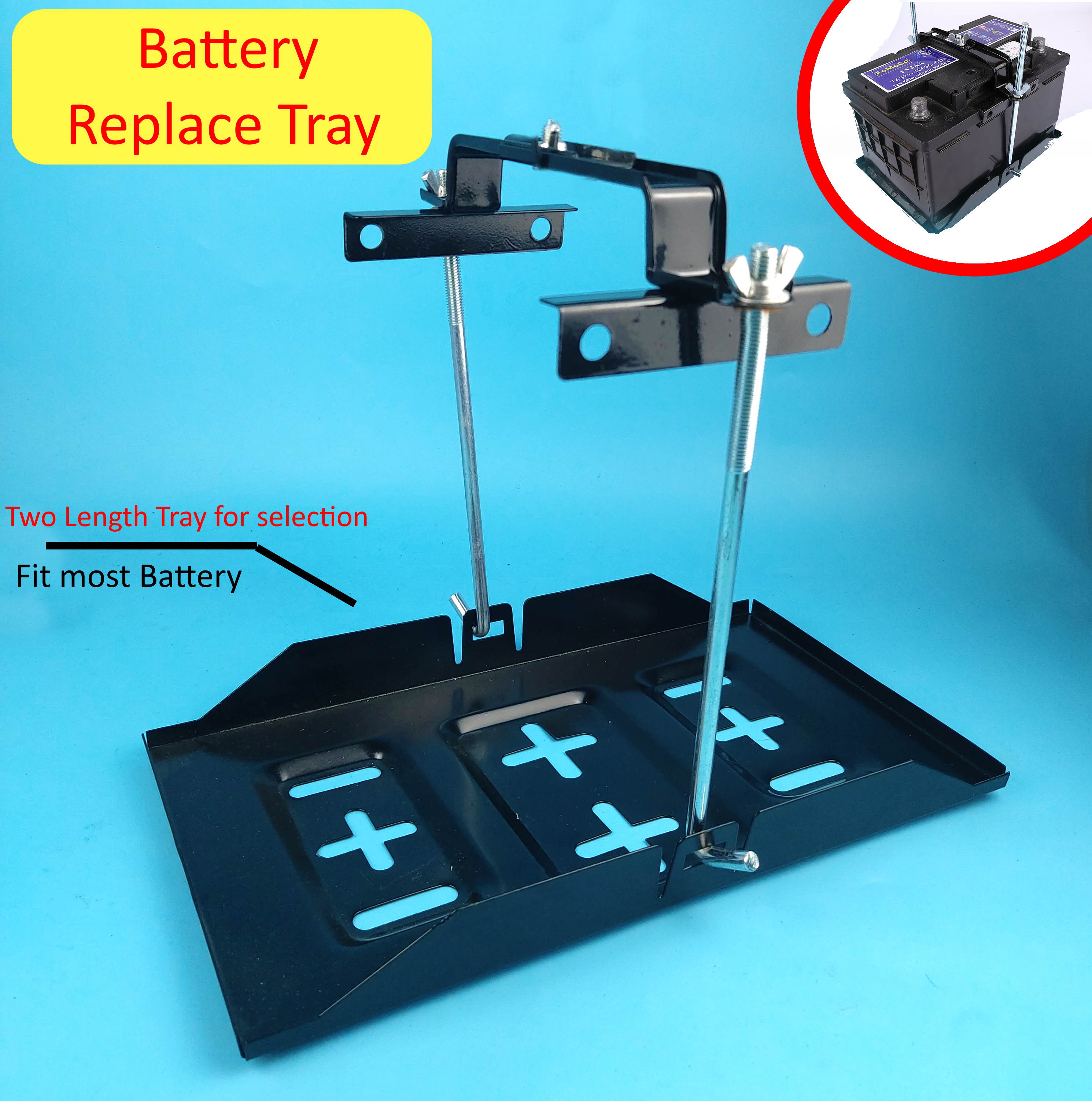 Universal Car Battery Tray Clamp Bracket Metal Holder Large Adjustable ...